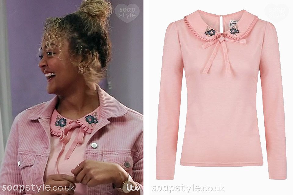 Emma in Coronation Street pink collar top - Where from | SoapStyle