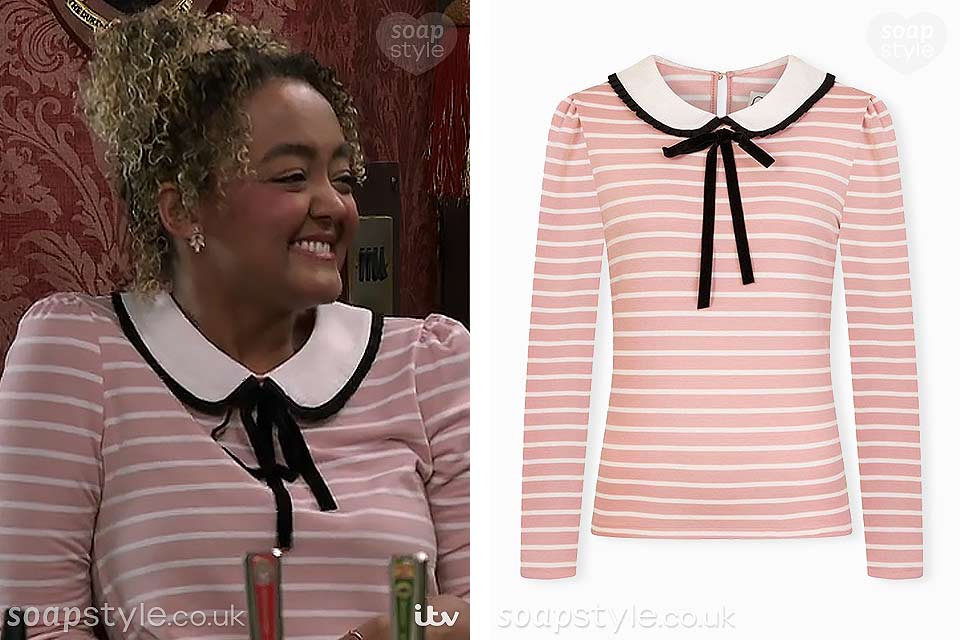 Emma in Coronation Street pink stripe top - where from? | Soap Style
