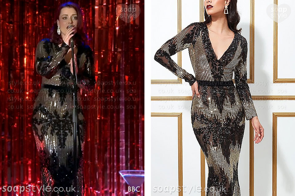 Whitney EastEnders gold & black sequin dress - where from? Found it!